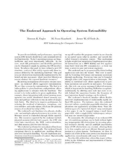 Exo Abstract Pdf Operating System Kernel Operating System Exo Abstract Pdf Operating System Kernel Operating System