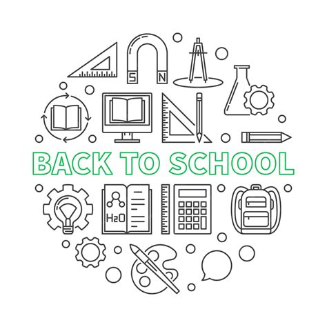 Premium Vector Back To School Vector Round Outline Illustration