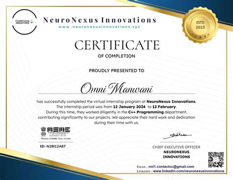 Internshipcomplete Cplusplus Neuronexusinnovations Careergrowth