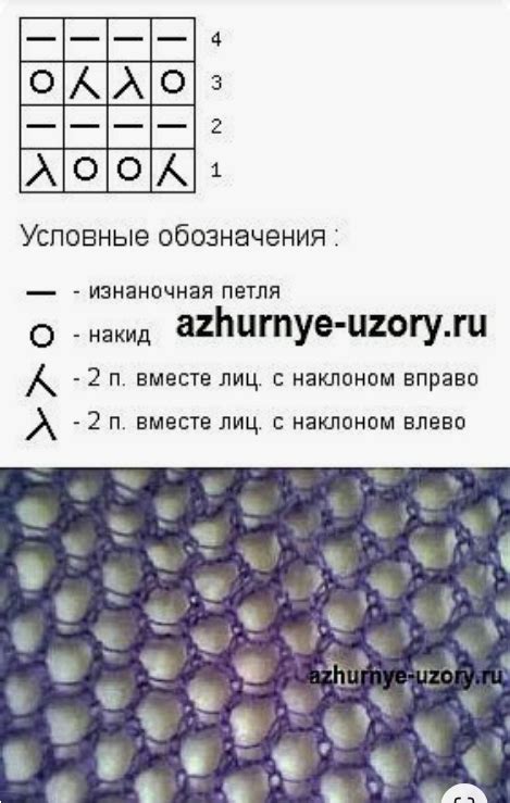 Схема узора кольчуга спицами