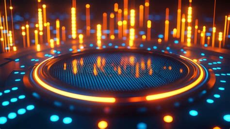 A Cutting Edge Round Display With Bright Blue Lines And A Rising Trend Graph Symbolizing