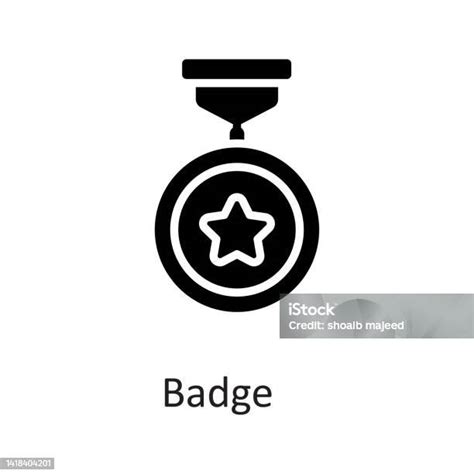 배지 벡터 솔리드 아이콘 디자인 일러스트 레이 션을 흰색 배경에 표시합니다 Eps 10 파일 로고에 대한 스톡 벡터 아트 및 기타 이미지 Istock