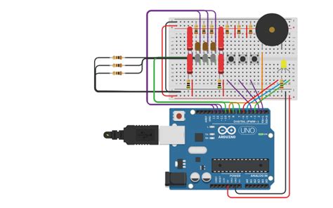 Circuit Design Arduino Piano Hero Game Tinkercad