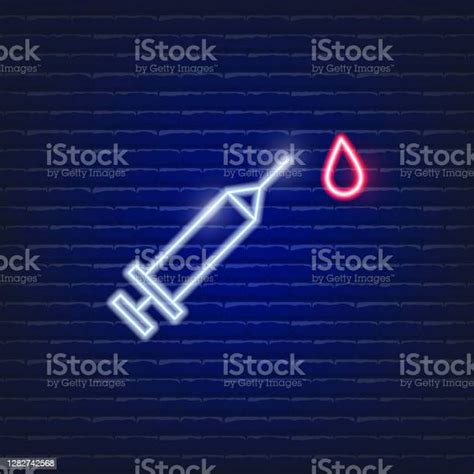 주사기와 혈액 네온 아이콘 한 방울 세계 당뇨병의 날 일러스트레이션 웹 디자인에 대한 벡터 기호입니다 의료 개념 개념에 대한 스톡 벡터 아트 및 기타 이미지 Istock