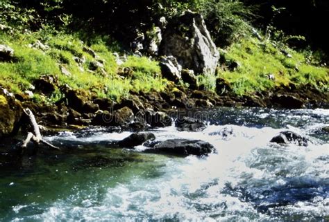 Panoramic View Of A River And Water Velocity Stock Image Image Of