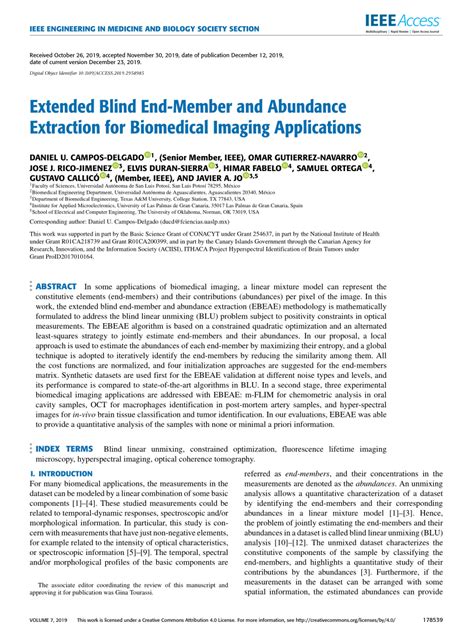 Pdf Extended Blind End Member And Abundance Extraction For Biomedical