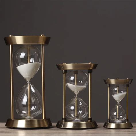 Retro Metal Time Hourglass Pendulum Timer Sand Timer Wooden Hour Glass