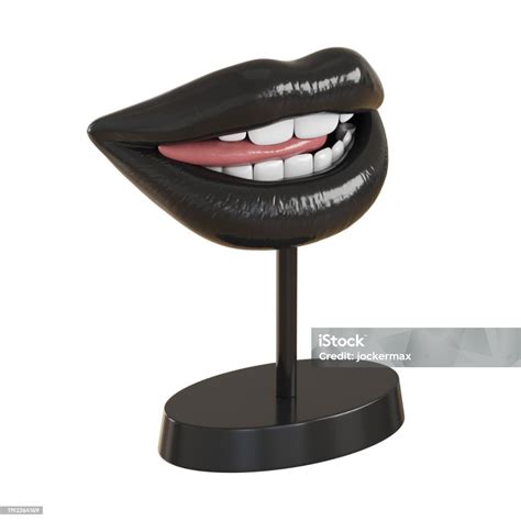 고립 된 배경에 열린 입과 검은 색의 장식 인형 입술 3d 렌더링 디지털 생성 이미지에 대한 스톡 사진 및 기타 이미지 디지털 생성 이미지 입술 3차원 형태 Istock