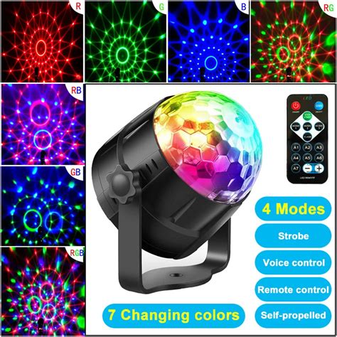 사운드 활성화 Rgb 디스코 볼 파티 조명 Dj 디스코 빛 Led 프로젝터 스트로브 램프 생일 파티 Ktv 바 가라오케