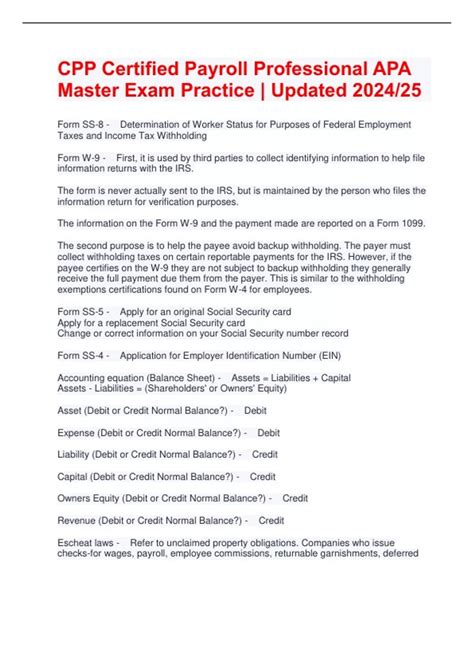 Cpp Certified Payroll Professional Apa Master Exam Practice Updated 2024 25 Cpp Certified