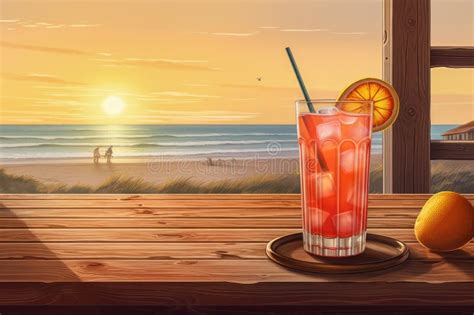 Sex On The Beach Cocktail Highball Glass With Ice Layered Vodka