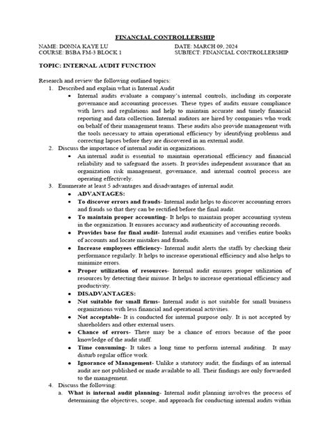 activity 4 internal audit function download free pdf internal audit