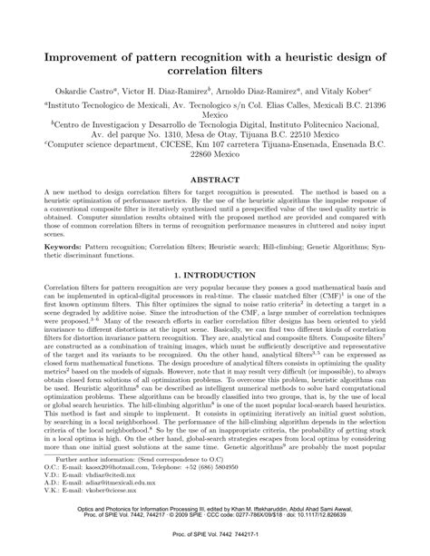 pdf improvement of pattern recognition with a heuristic design of