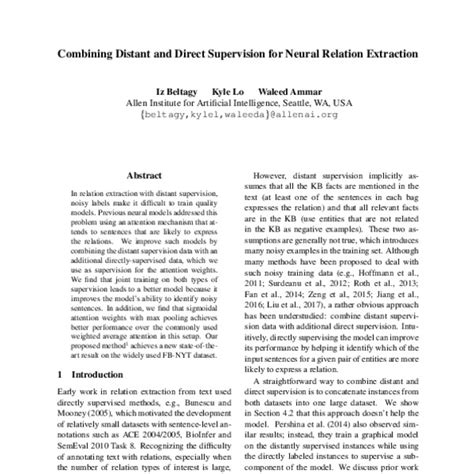 Combining Distant And Direct Supervision For Neural Relation Extraction Acl Anthology