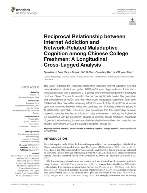 Pdf Reciprocal Relationship Between Internet Addiction And Network Related Maladaptive