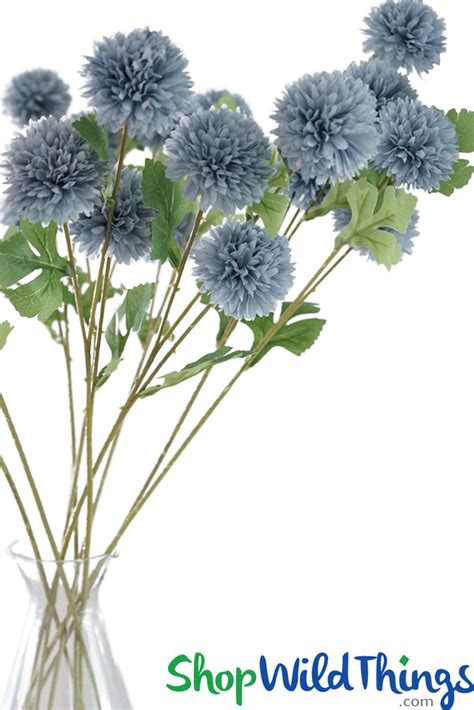 Blue Gray Ball Mum Pom Pom Spray