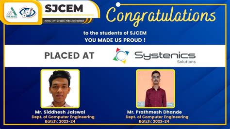 Ajay Rs On Linkedin Systenics Sjcem Comp Placement