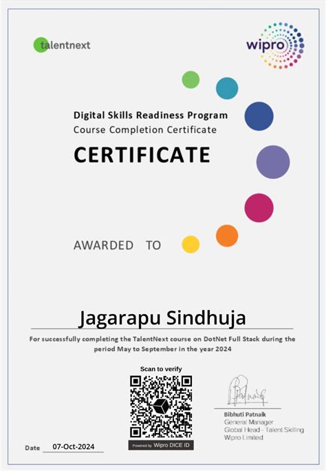 🌟excited To Share My Certificate Talentnext Course On Dot Net Full