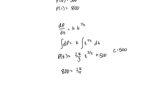 solved the rate of growth dp dt of a population of bacteria is