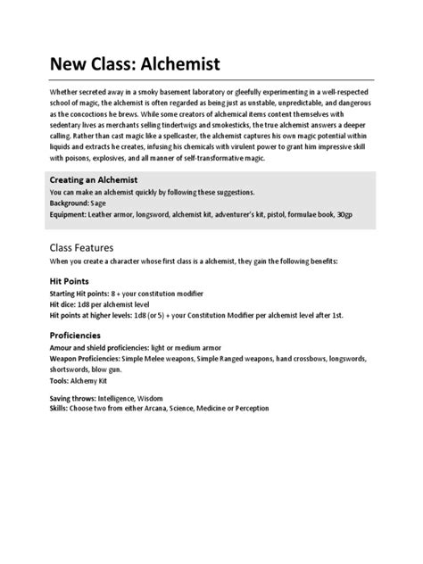 Alchemist Class Pdf Alchemy Science