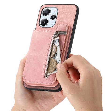 For Redmi Note G Retro MagSafe Zipper Wallet Card Bag Back Phone Case Pink Alexnld Com