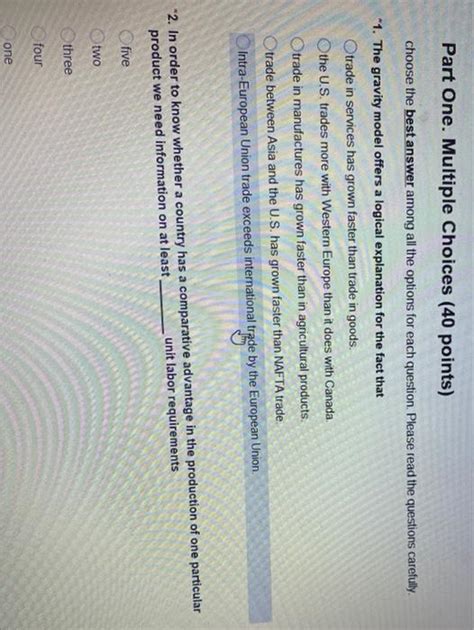 solved part one multiple choices 40 points choose the