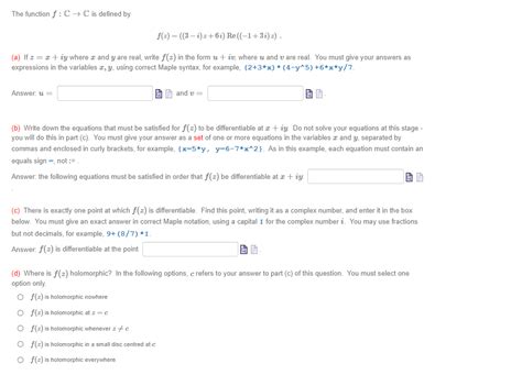 solved the function f c c is defined by f z 3 i 6i