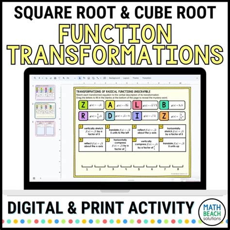 Radical Function Transformations Activity Print And Digital TPT