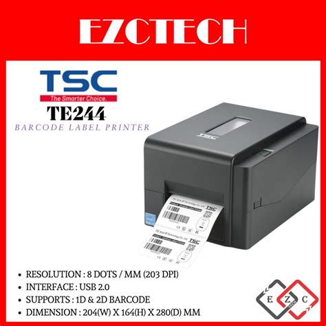 Tsc Te244 Te200 Barcode Label Printer 203 Dpi Usb Shopee Malaysia