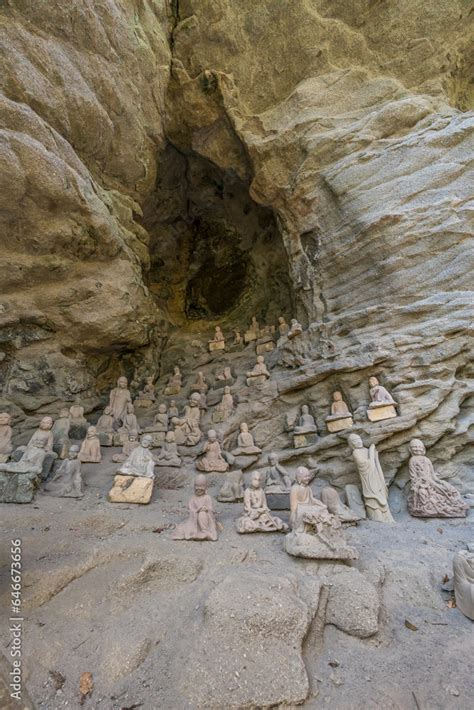 Mount Nokogiri Nokogiriyama Cave With Some Of The 1500 Arhat Or Rakan