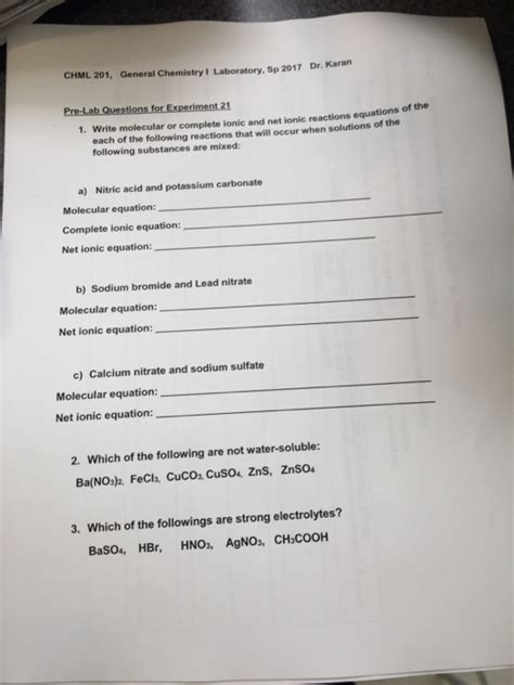 Solved Write Molecular Or Complete Ionic And Net Ionic Chegg
