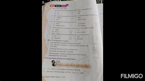 Class 7th Computer Touchpad Orange Education Exercise Of Chapter 1 And 2 Youtube