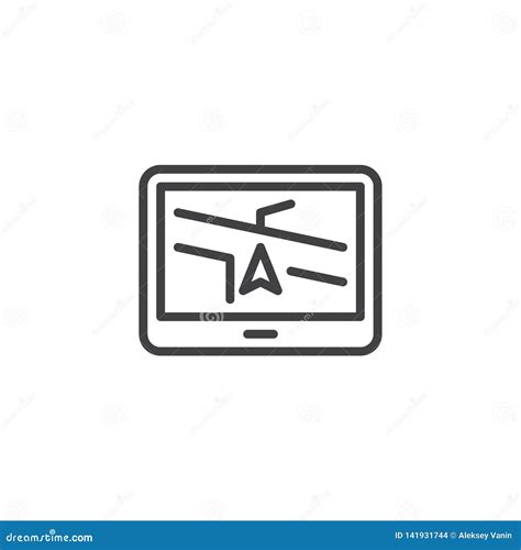 Gps Navigation System Line Icon Stock Vector Illustration Of Guide Sign 141931744