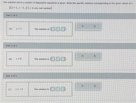 Solved The Solution Set To A System Of Dependent Equations