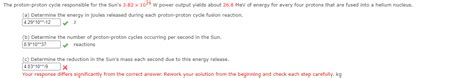 Solved The Proton Proton Cycle Responsible For The Sun S Chegg Com