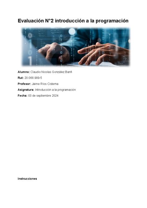 evaluación n°2 introducción a la programación claudio gonzalez banfi