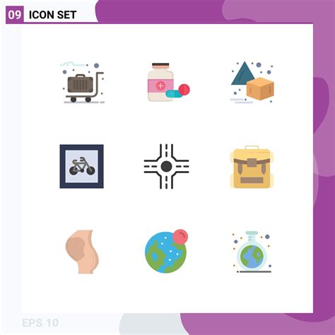 9 Thematic Vector Flat Colors And Editable Symbols Of Crossroad Transport Tablet Parking Car