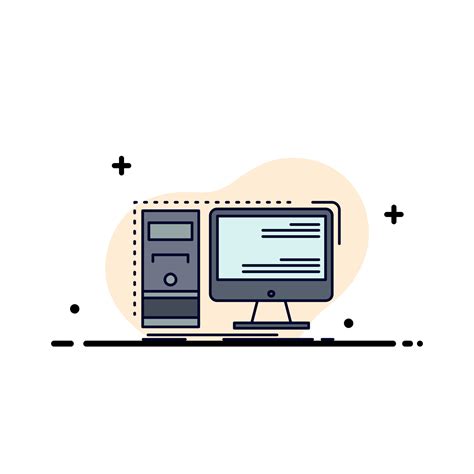 Computer Desktop Hardware Workstation System Flat Color Icon Vector