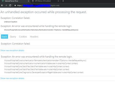 Openid Connect Oidc Login Redirect Back Gives 500 Error Signin Oidc Stack Overflow