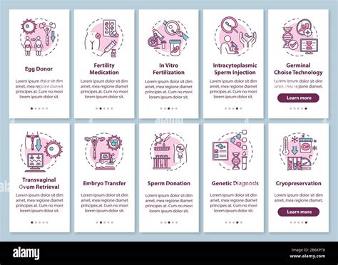 Reproductive Technology Onboarding Mobile App Page Screen With Concepts Alternative Pregnancy