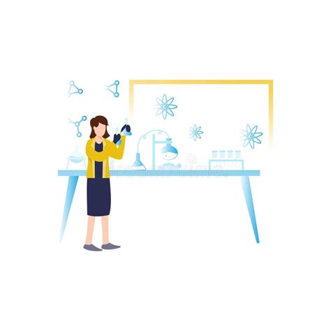 The Girl Is Doing Experiment In Science Lab Stock Illustration Illustration Of Test Equipment