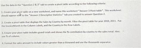 Use The Data In The Question Tab To Create A Chegg Com