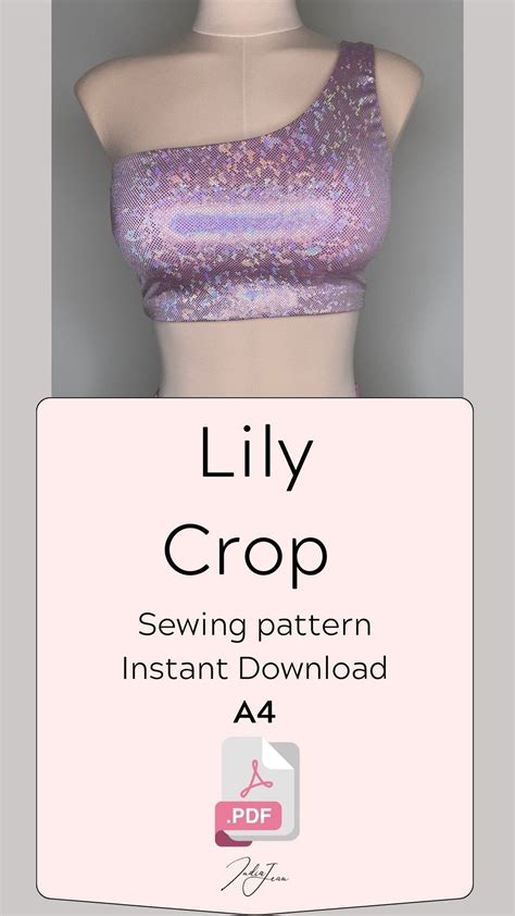 Pdf Sewing Pattern Lily One Shoulder Crop Cropped Pdf Sewing