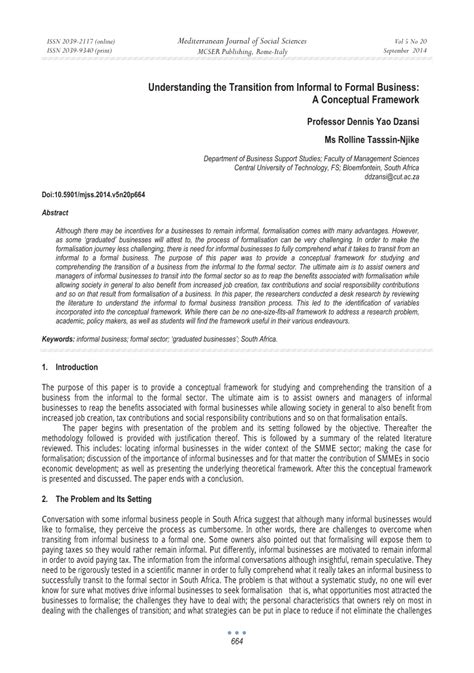Pdf Understanding The Transition From Informal To Formal Business A Conceptual Framework