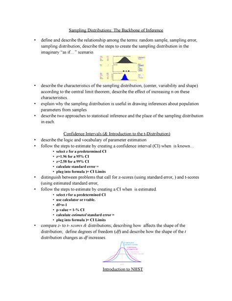 Study Guide For Inferential Statistics Sampling Distributions The