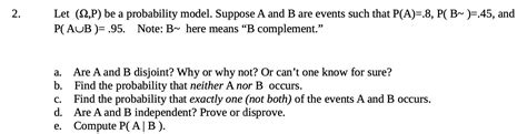 Solved Let Ω P be a probability model Suppose A and B are Chegg com