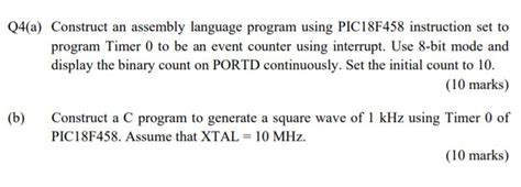 Q4a Construct An Assembly Language Program Using