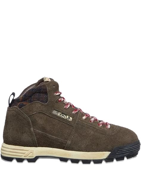 Autry Malga Logo Plaque Lace Up Sneakers Brown Farfetch Au