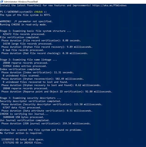how to use powershell to identify corruption on nfts volumes