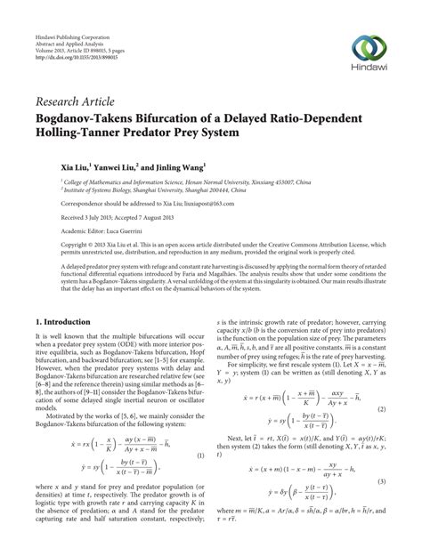 Pdf Bogdanov Takens Bifurcation Of A Delayed Ratio Dependent Holling Tanner Predator Prey System